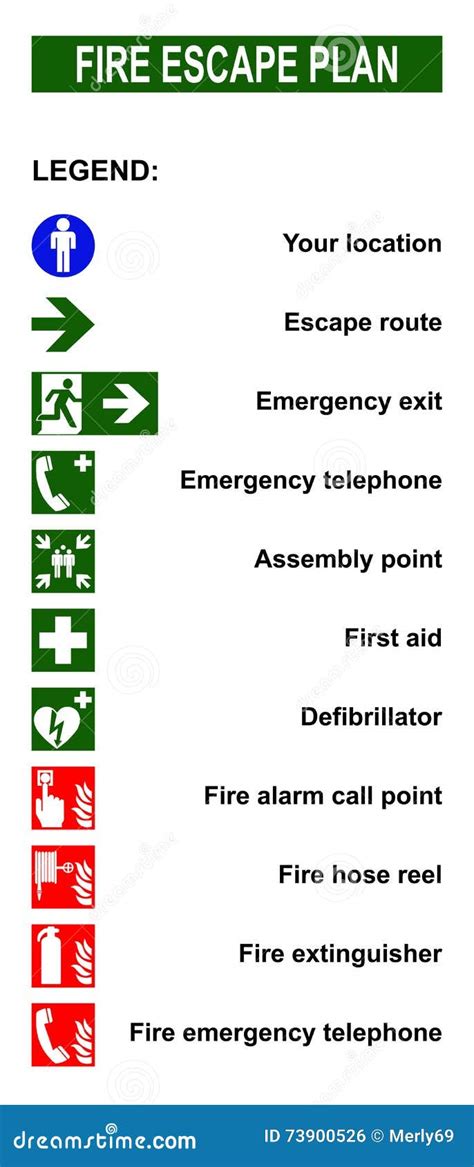 Set Of Symbols For Fire Escape Evacuation Plans Stock Vector