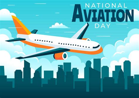Illustration For National Aviation Day Featuring A Plane And Sky Blue