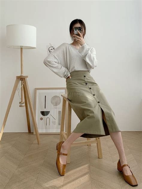 제이에이치 클럽 🍒 뒷밴딩 단추 포인트 앞트임 롱스커트 🍒 💥 제품상세보기 및 구매하기