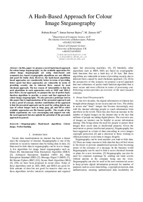 Pdf A Hash Based Approach For Color Image Steganography