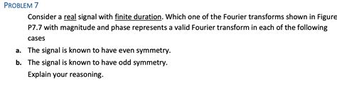 Solved Problem 7 Consider A Real Signal With Finite