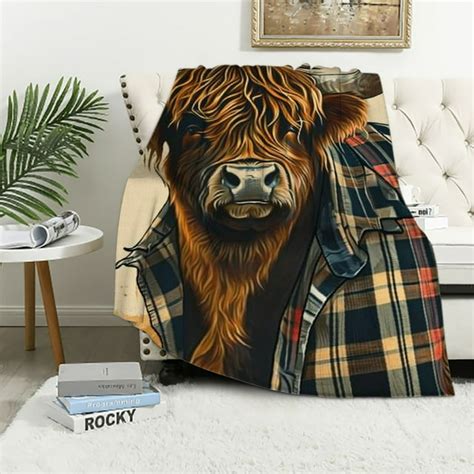 Nawypu Highland Cow Print Blanket And Cute Farm Animal Cow Ts Throw