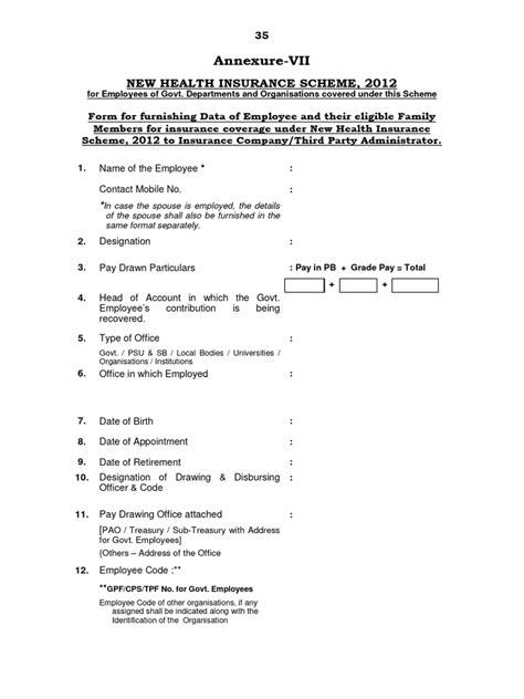 New Health Insurance Scheme Application Form Pdf Employment