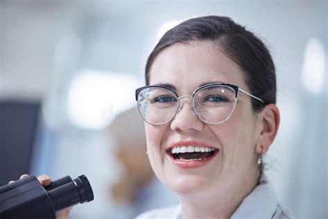 Woman Scientist Portrait And Microscope For Medical Research In Science Experiment For