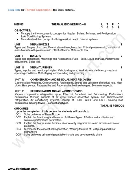 376 Me8595 Thermal Engineering Ii Anna University 2017 Regulation Syllabus Pdf Steam Heat