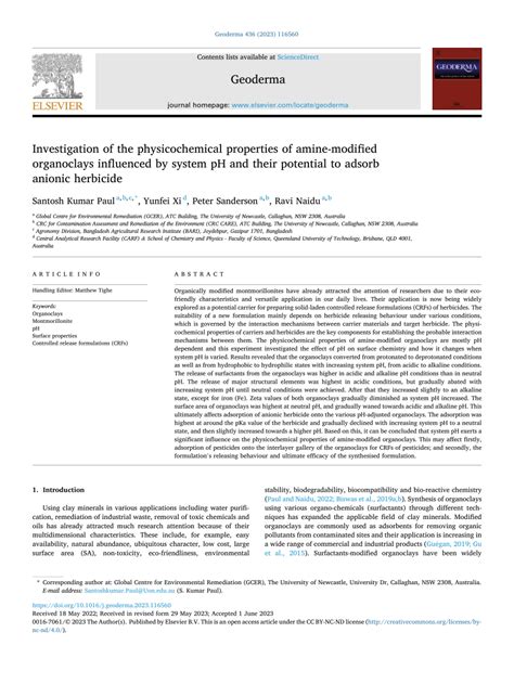 Pdf Investigation Of The Physicochemical Properties Of Amine Modified