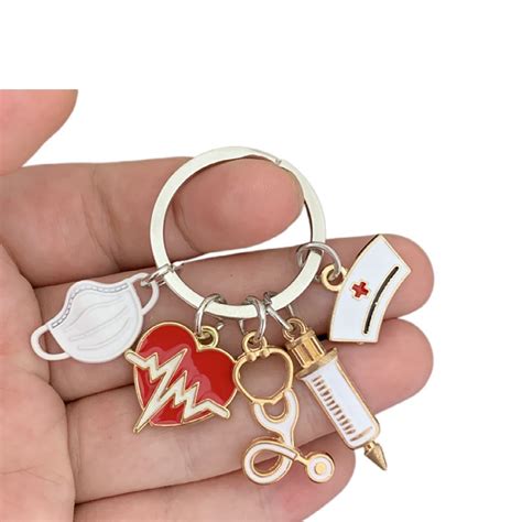 Nurse Doctor Mask Key Chain Medical And Ambulance Personnel Key Ring