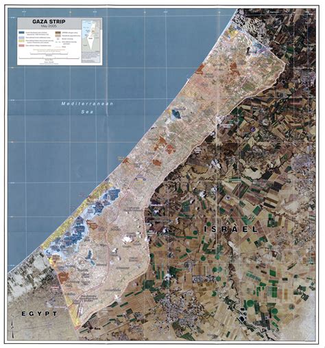 Grande Detallado Mapa Satelital De La Franja De Gaza Con Carreteras