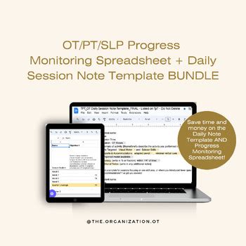 OT Daily Note Template AND OT PT SLP Progress Monitoring Data Sheet BUNDLE
