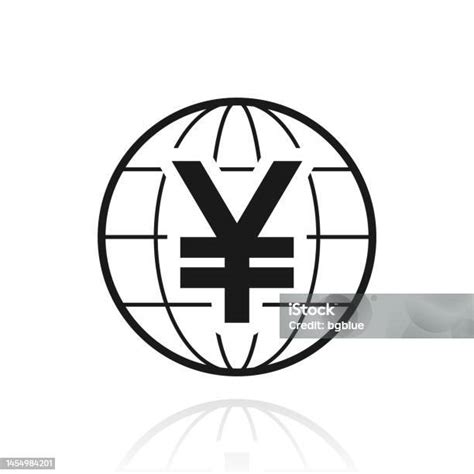 Yen Mondial Icône Avec Reflet Sur Fond Blanc Vecteurs Libres De Droits