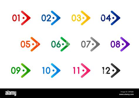 Number Bullet Point And Arrow Icons For Infographics Or Presentation