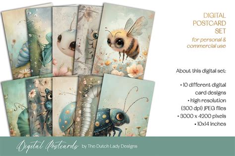 Cute Bugs Postcards And Art Prints By The Dutch Lady Designs Thehungryjpeg