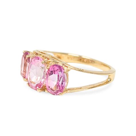 10k Gold And Pink Topaz 3 Stone Ring Size 7 Goodmans Antiques
