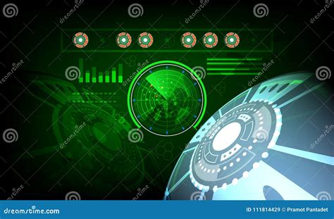 Radar Screen Digital Interface With World Map Concept Future In