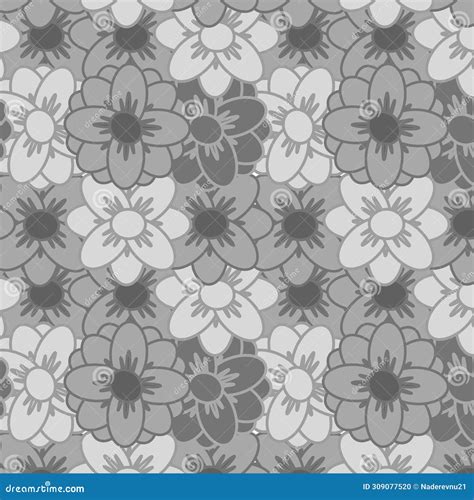 Simple Floral Pattern In Black And White Colors Stock Vector Illustration Of Decor Minimal