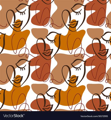 Woman Faces Seamless Pattern Modern Abstract Vector Image