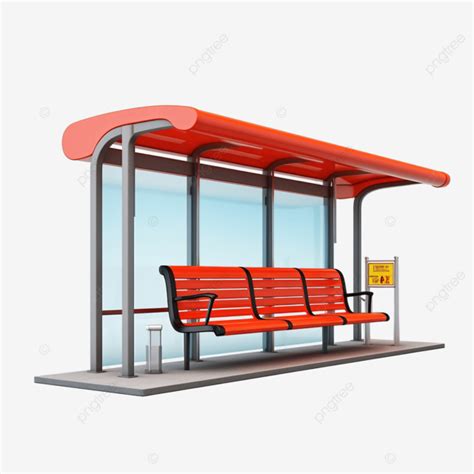 Bus Stop Model Cartoon 3d Illustration Bus Stop Road Station Png