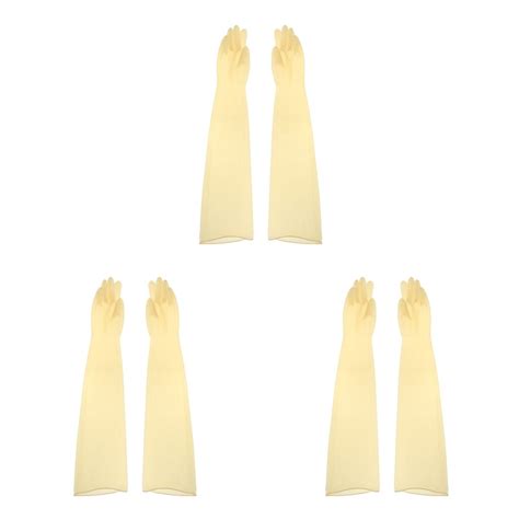 화학 물질 방지 라텍스 작업 장갑 산업 연구실 용제 노란색 1 쌍 70cm스키 장갑 Aliexpress