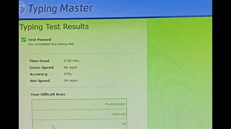 Typing Test Typing Master Speed 94 Wpm Net With 97 Percent Accuracy Typing Typingstrategy