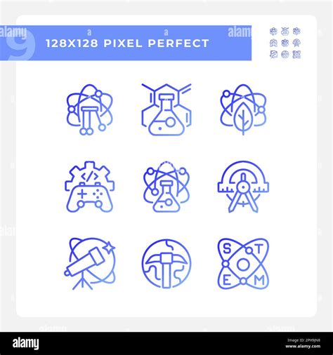 Opportunities Of Stem Education Pixel Perfect Gradient Linear Vector Icons Set Stock Vector