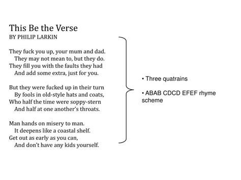 Ppt This Be The Verse By Philip Larkin They Fuck You Up Your Mum And