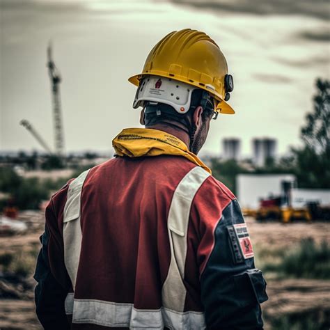 Premium Ai Image Safety Officer Back View Wearing Hard Hat