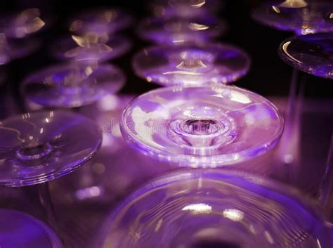 Selective Focus Lined Up Of Empty Glass Stem Upturned Upside Down