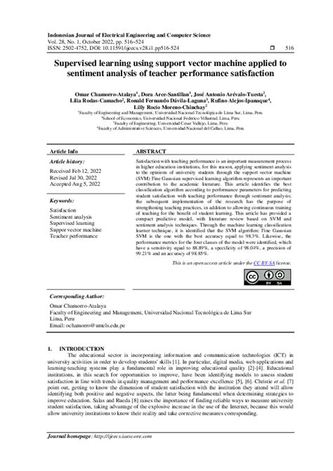 Pdf Supervised Learning Using Support Vector Machine Applied To Sentiment Analysis Of Teacher