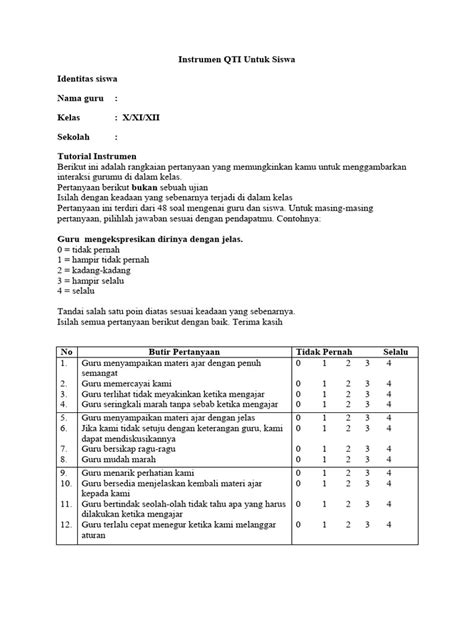 Instrumen Qti Untuk Siswa Pdf