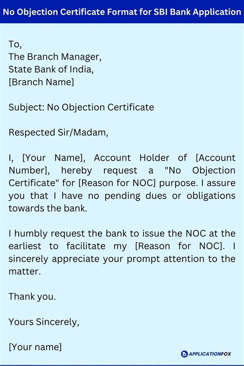 6 Samples Application For NOC From Bank