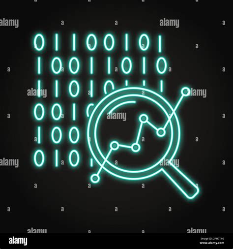 Data Analysis Neon Icon In Line Style Analyzing Big Data With