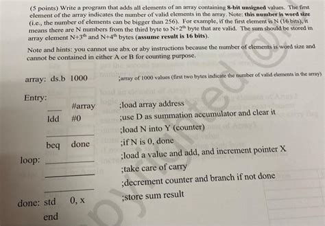 Solved 5 Points Write A Program That Adds All Elements Of