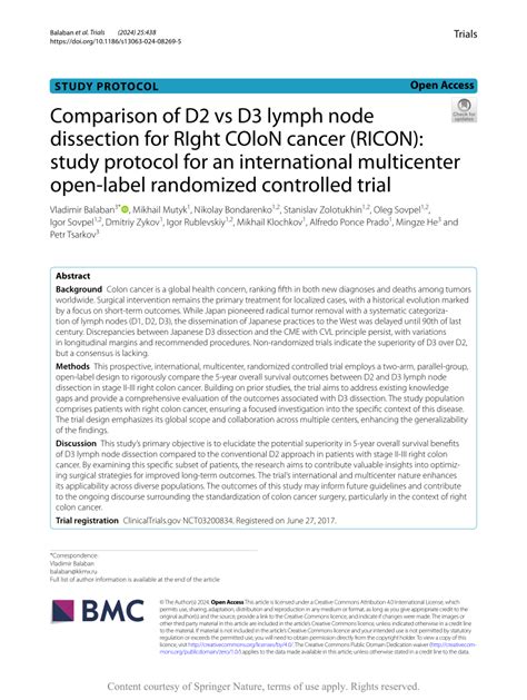 Pdf Comparison Of D Vs D Lymph Node Dissection For Right Colon Cancer Ricon Study