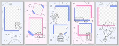 여행 이야기 템플릿 Doodle 여름 관광 스케치 브랜드 포스트 레이아웃 휴가 비행기 비행 및 자동차 여행 배너 해변 휴식 사진