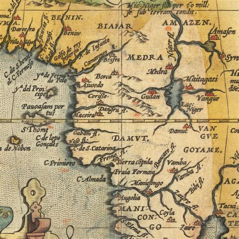 Ancient Map Of Africa 1603 Extremely Rare Old Beautiful Map Fine