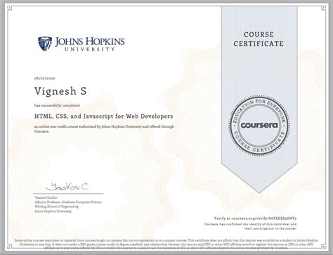 Vignesh S On Linkedin Coursera Html Fullstack