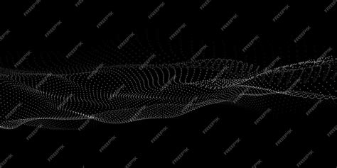 어두운 배경에서 웨이브 3d 추상 웨이브 도트 빅 데이터 기술 벡터 배경 프리미엄 벡터
