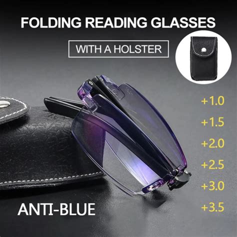 Gafas De Lectura Plegables Para Hombre Lentes De Presbicia Ultraligeras Antiluz Azul Con Caja De