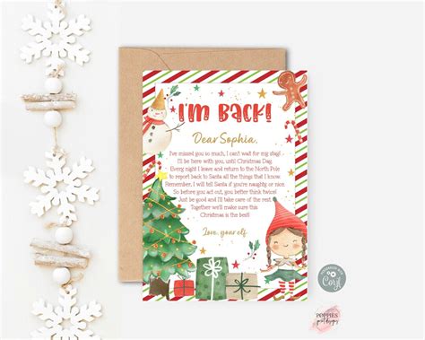 Editable Elf Hello Letter Girl Elf Arrival Letter Elf Kit I M Back Letter Christmas Elf