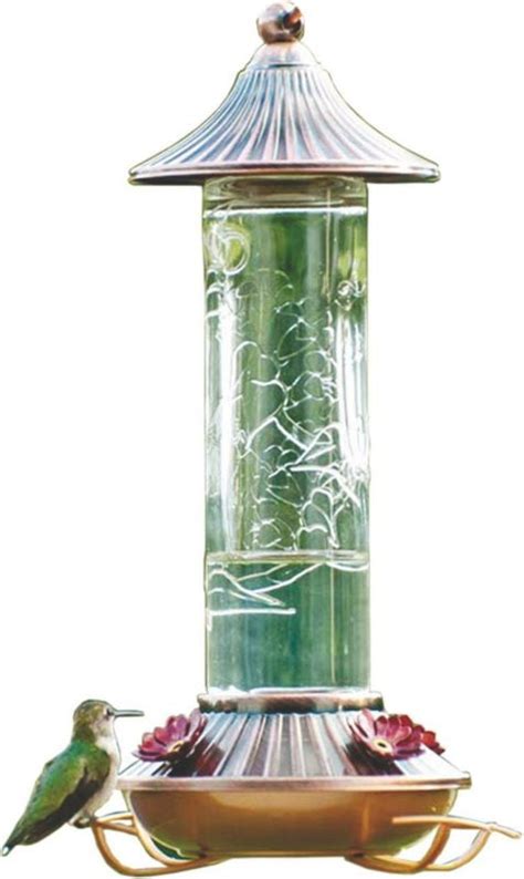 Etched Hummingbird Feeder 14oz Bronzeclear