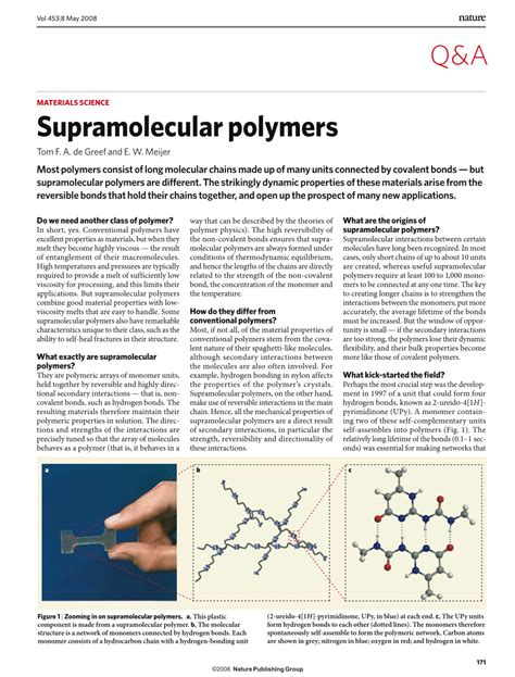 Pdf Materials Science Supramolecular Polymers