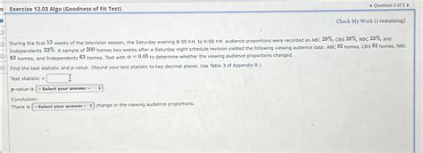 Solved Exercise Algo Goodness Of Fit Test Question Chegg