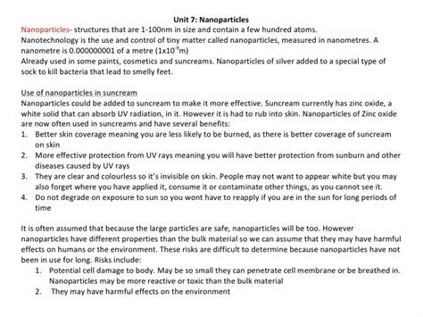 Gcse Ccea Double Award Chemistry Nanoparticles Revision Notes