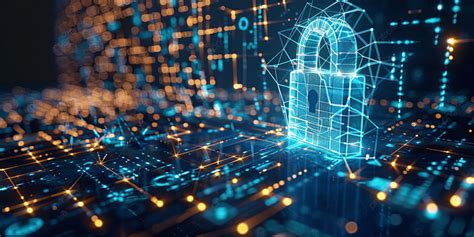 Digital Lock In Dark Cyber Space Abstract Data Background Secure Computer Digital Lock Cyber