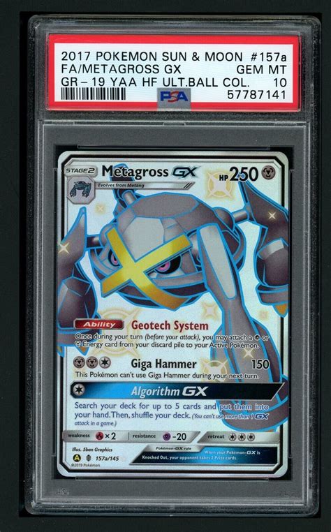 Psa 10 Gem Mint Metagross Gx Sm157a Full Art Hidden Fates Holo Pokemon