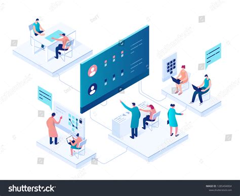 People Interacting Charts Analyzing Statistics Data Stock Vector Royalty Free 1285494004