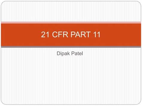 Cfr 21 Part 11 Ppt