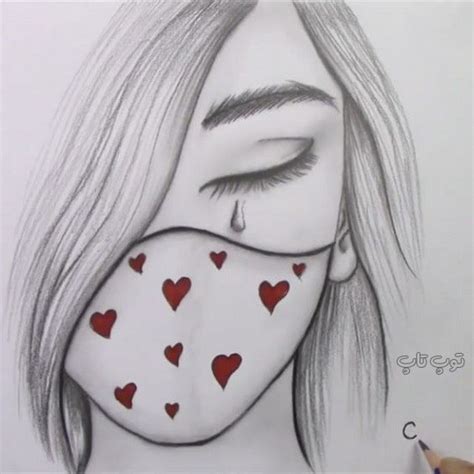 عکس نقاشی دخترانه ساده با مداد سیاه ️ فانتزی و شیک تــــــــوپ