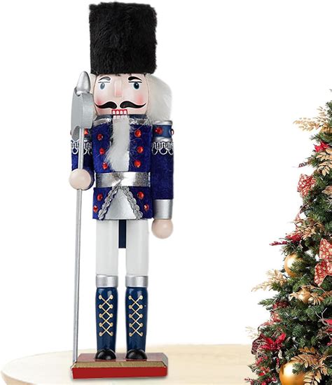 Jp クリスマスくるみ割り人形 写真 木のくるみ割り人形スクエアベースのお祝いナッツクラッカークリスマス12インチ 木製オーナメント キングソルジャー ホリデー