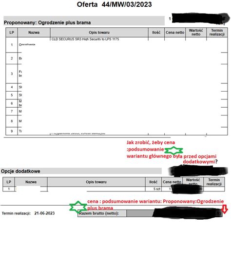 Wygląd oferty warianty Gestor nexo Forum InsERT